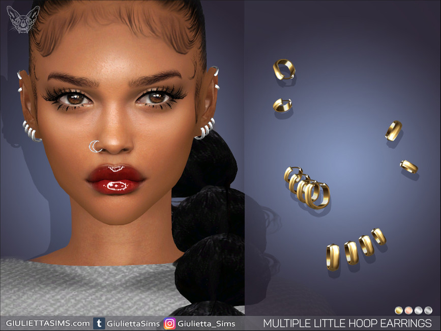The Sims Resource - Multiple Little Hoop Earrings