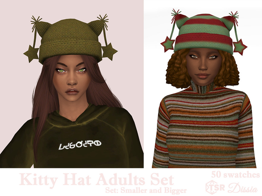 The Sims Resource - Kitty Hats Set (Smaller and Bigger)