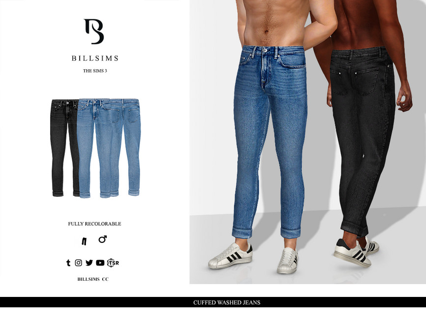 The Sims Resource - Cuffed Washed Jeans