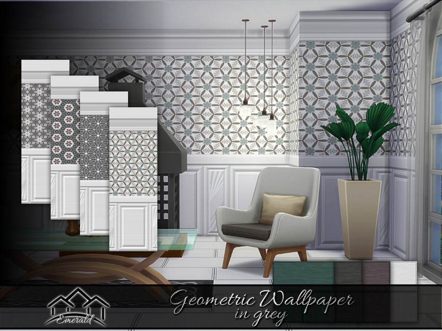 The Sims Resource - Geometric Wallpaper in grey
