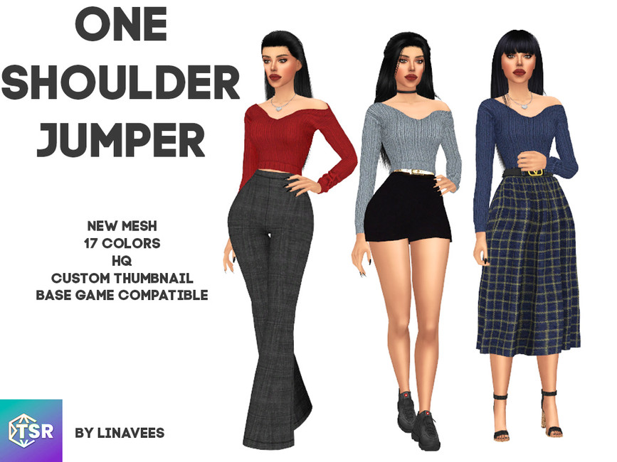 The Sims Resource - EVGENIA - ONE SHOULGER JUMPER