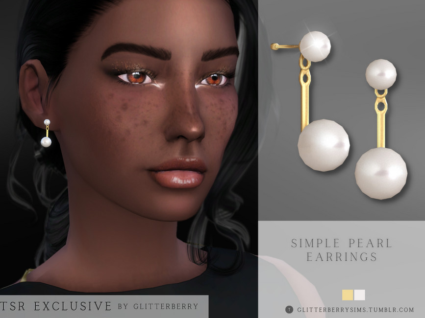 The Sims Resource - Simple Pearl Earring