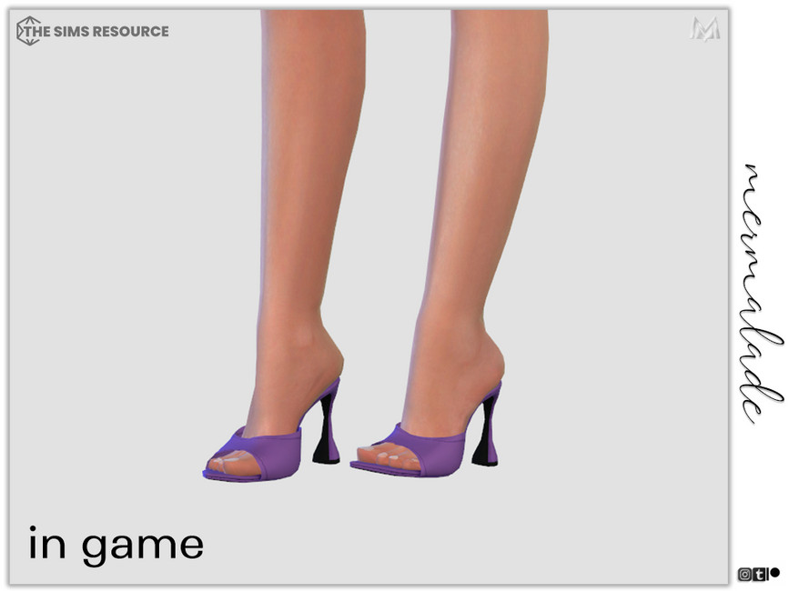 The Sims Resource - Pointed Toe Shaped Heeled Mules S147