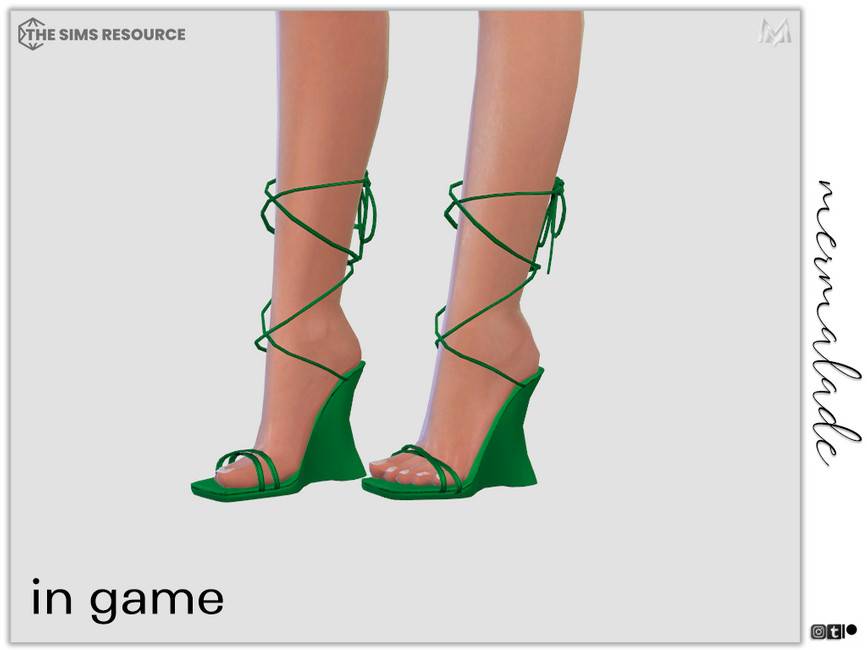 The Sims Resource - Lace-up Wedge Heel Sandals S148