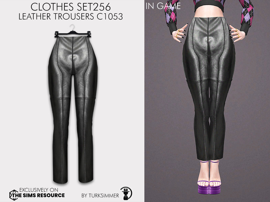 The Sims Resource - Clothes SET256 - Leather Trousers C1053