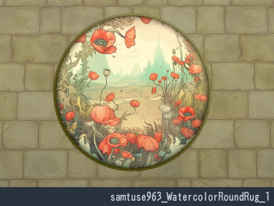 The Sims Resource | Watercolor Round Rug #1