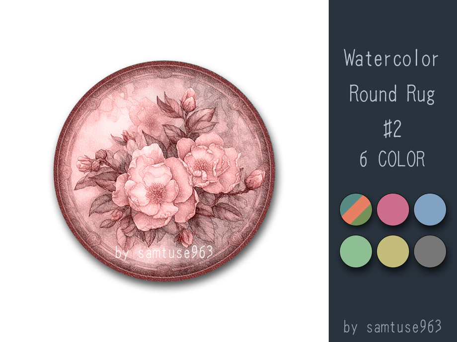 The Sims Resource | Watercolor Round Rug #2