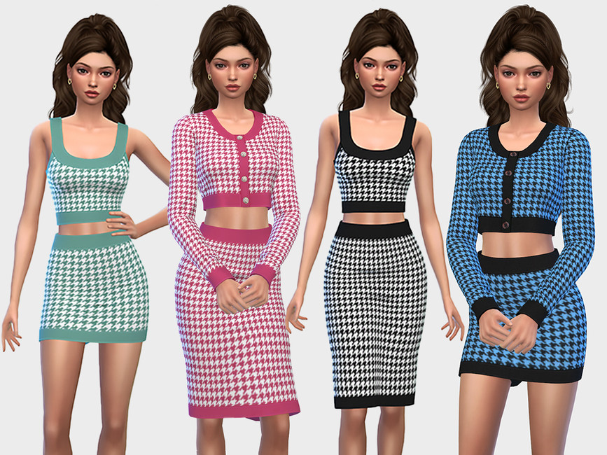 The Sims Resource - Hadley Houndstooth Crop Cardigan