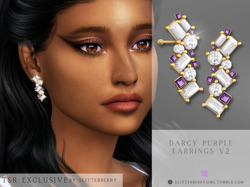 The Sims Resource - Darcy Purple Earrings v2
