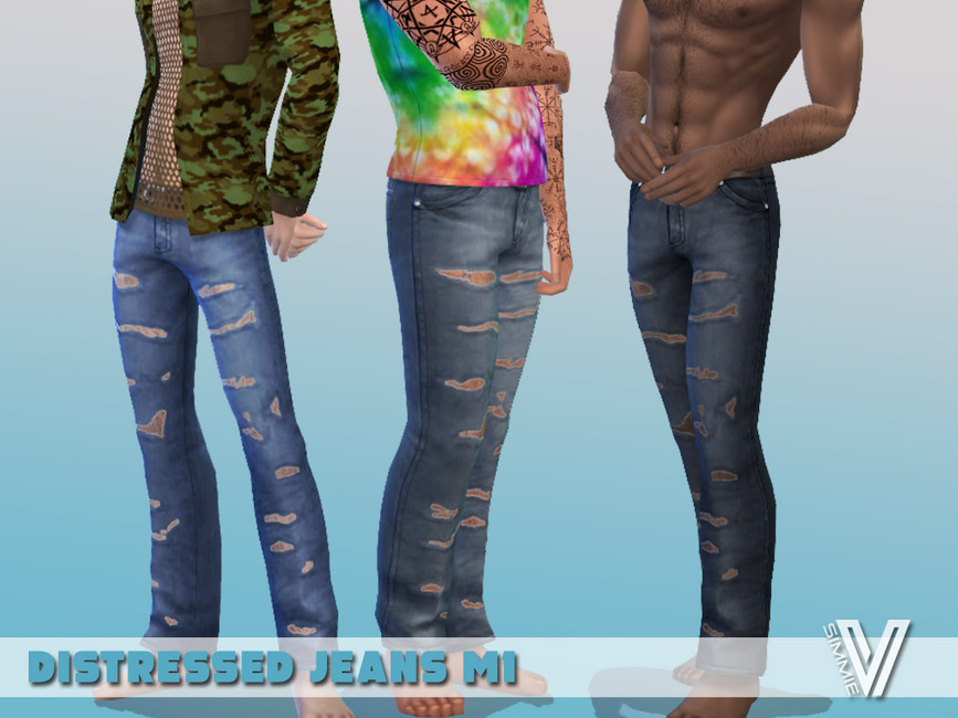 The Sims Resource - Distressed Jeans M1