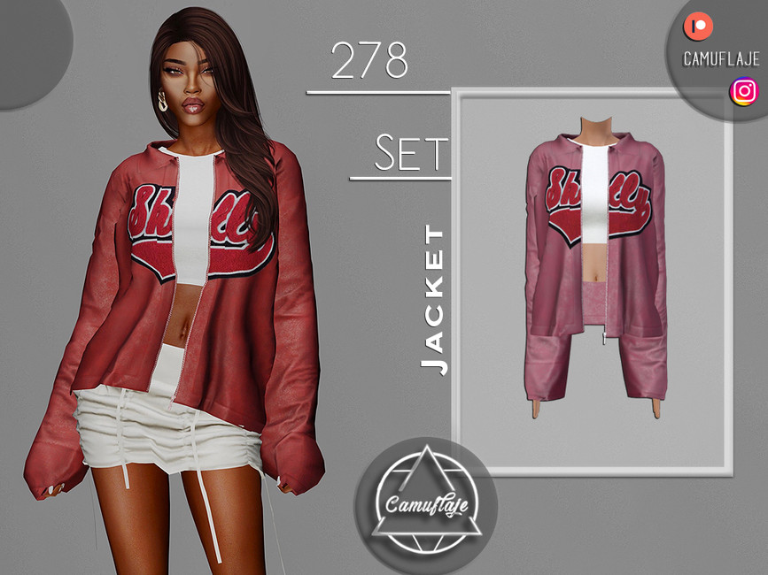 The Sims Resource - SET 278 - Leather Jacket & Top