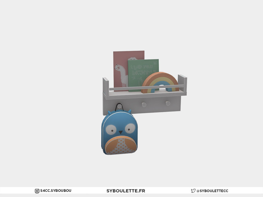 The Sims Resource - Dreamy - Books shelf with hanger and backpack