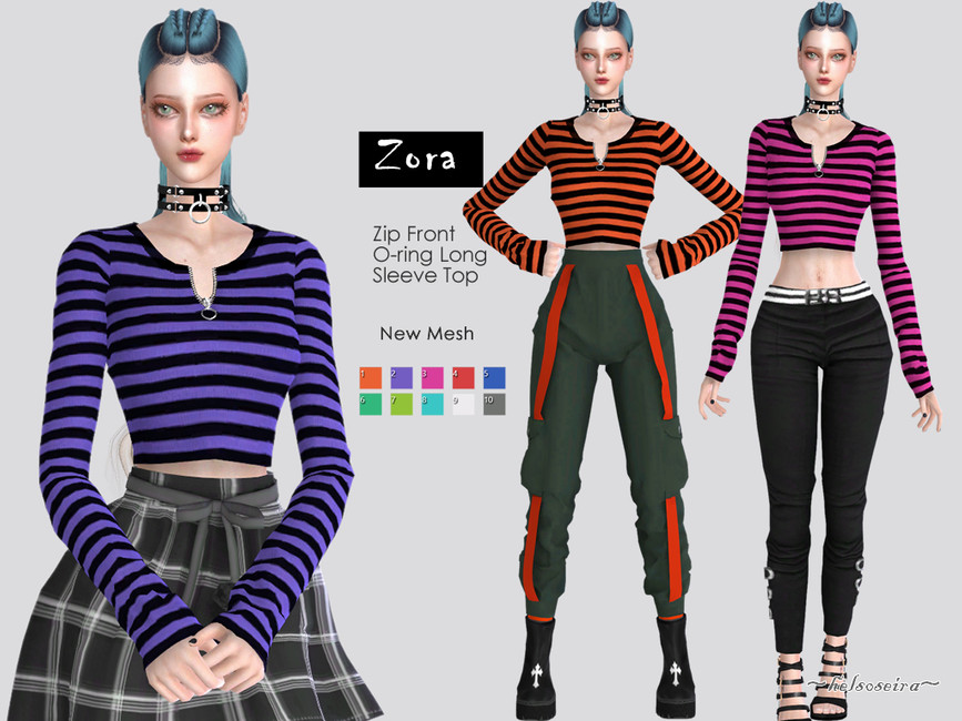 The Sims Resource - ZORA - Striped Top