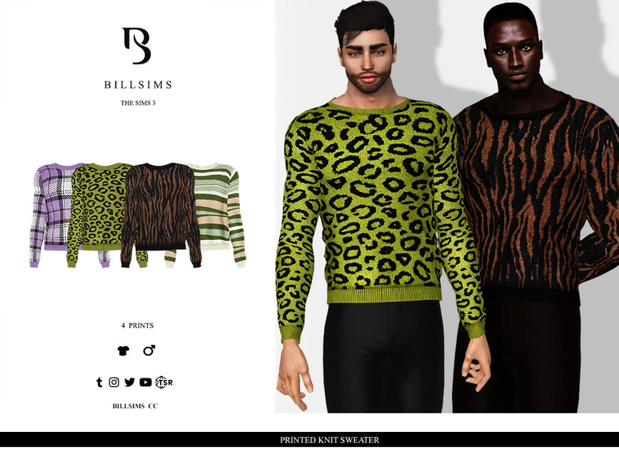 The Sims Resource - Printed Knit Sweater