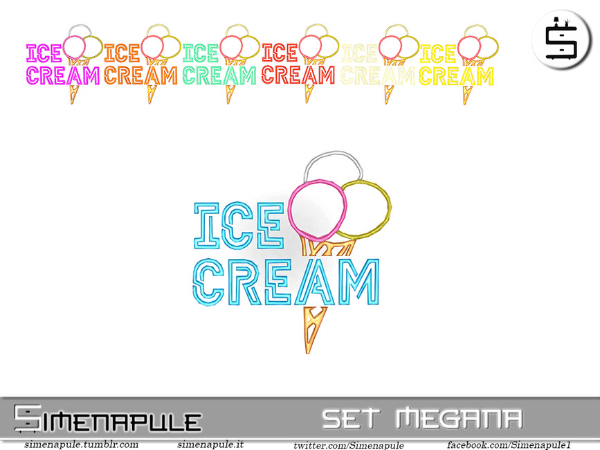 The Sims Resource - Ice Cream Shop Megana - Neon Sign