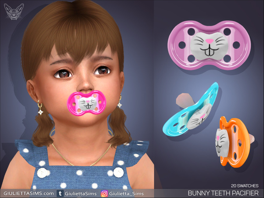 The Sims Resource - Bunny Teeth Pacifier For Toddlers (left brow ring ...