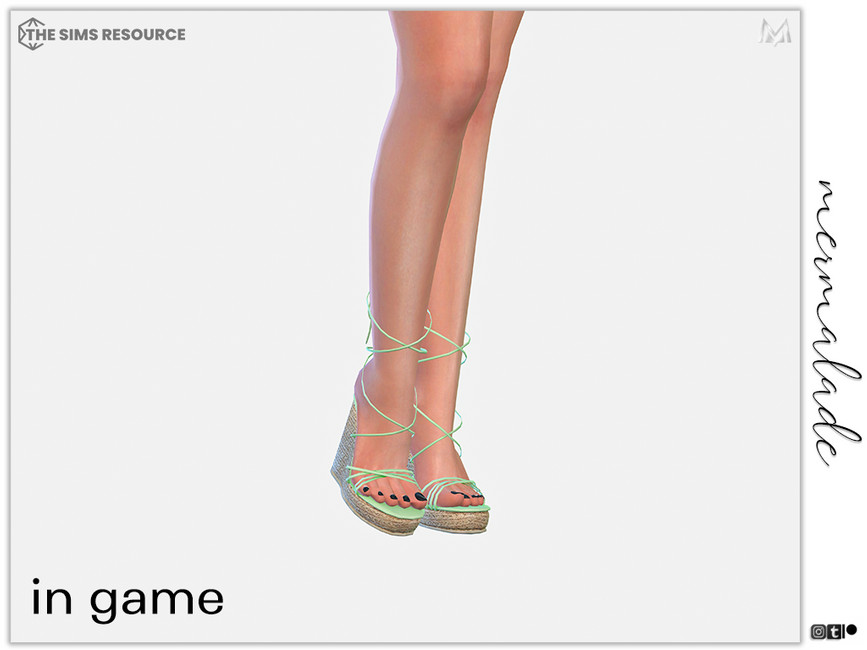 The Sims Resource - Espadrille Multi Lace Up Platform Wedges S159