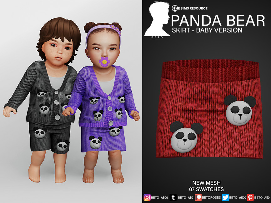 The Sims Resource - Panda Bear (Skirt - Baby Version)
