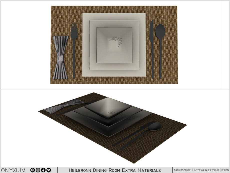 The Sims Resource | Heilbronn Placemat With Fork, Knife, Spoon And Plates