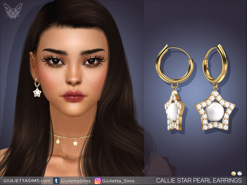 The Sims Resource - Callie Star Pearl Earrings