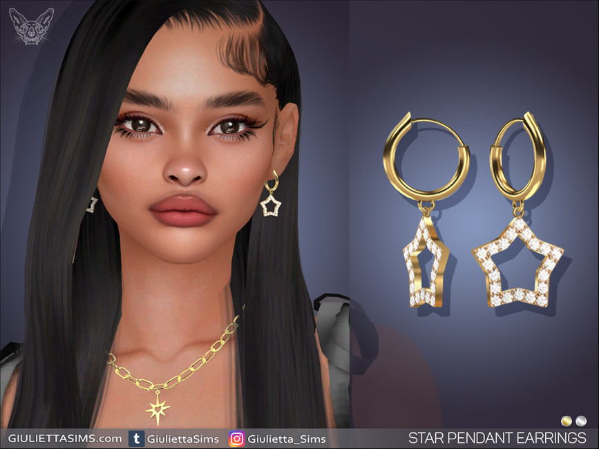 The Sims Resource - Star Pendant Earrings