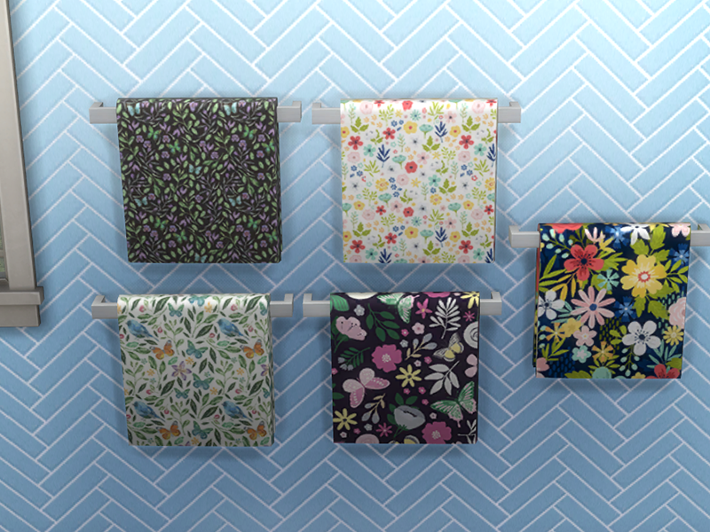 The Sims Resource | Folded Towels in Floral Patterns