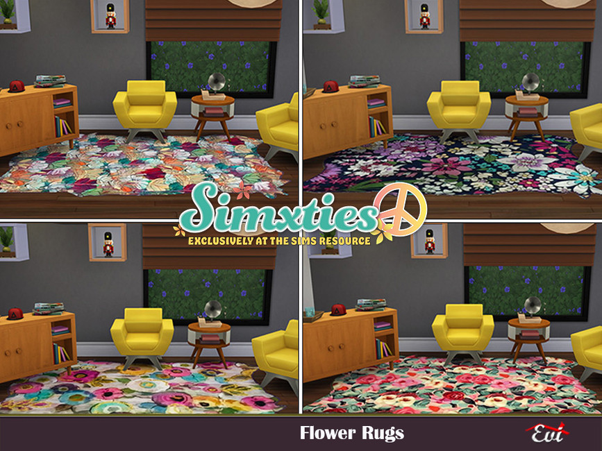 The Sims Resource - simxties-flower rugs