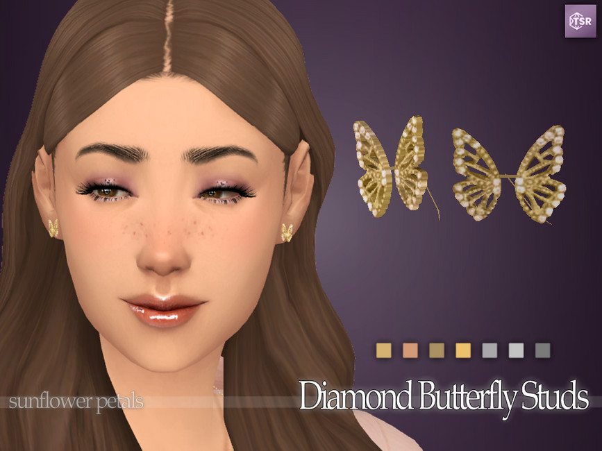 The Sims Resource - Diamond Butterfly Studs
