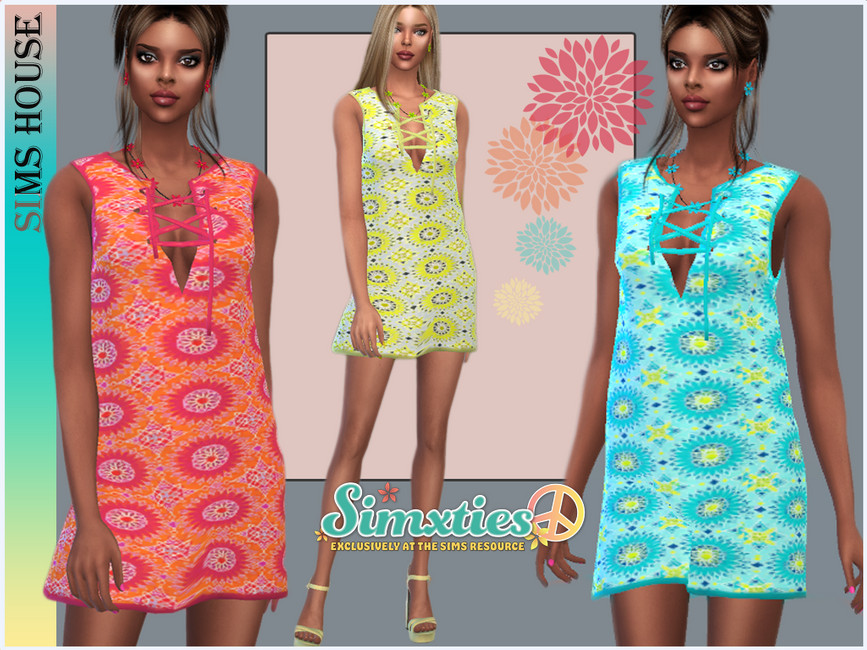 The Sims Resource - Simxties SHORT PRINT DRESS