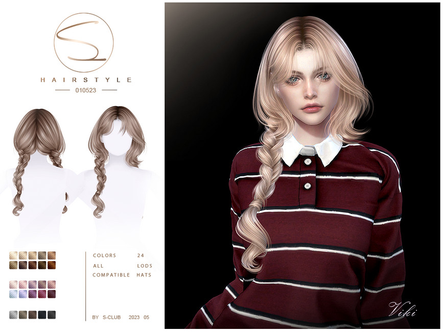 The Sims Resource - Double long braid 010523(Viki)
