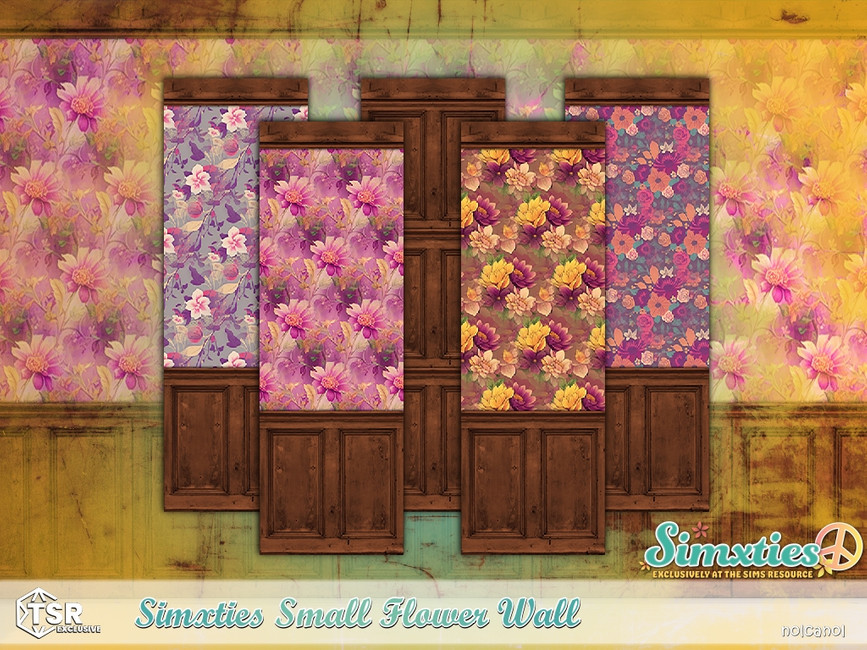 The Sims Resource - Simxties Small Flower Wall