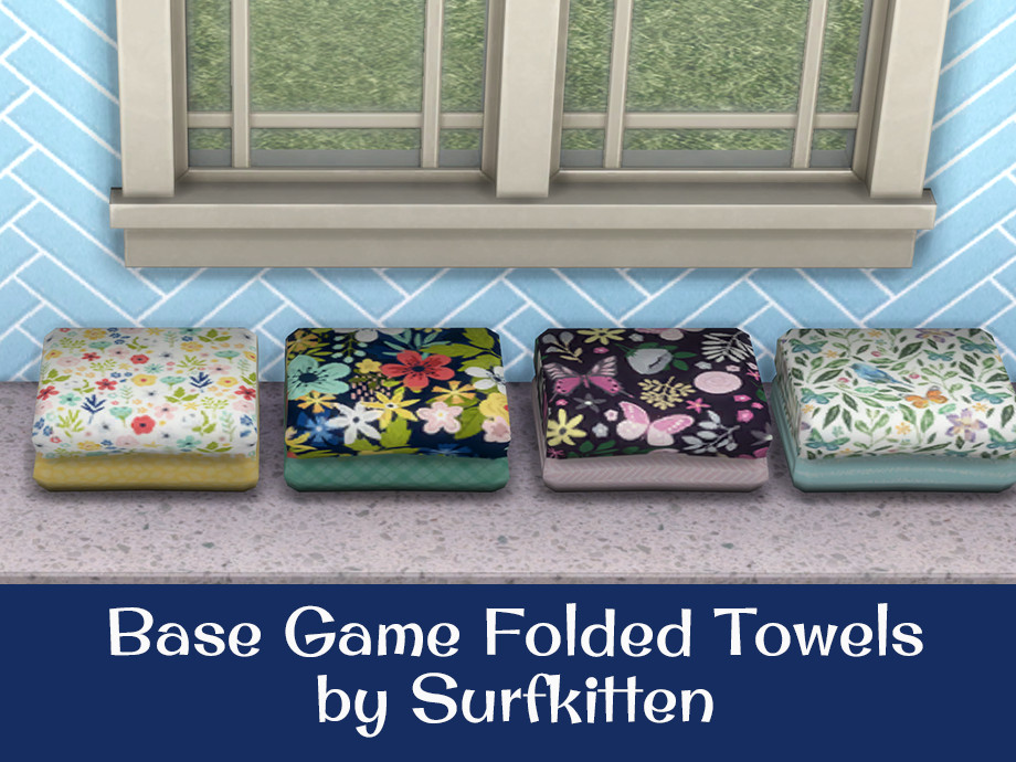 The Sims Resource | Folded Towels in Floral Patterns