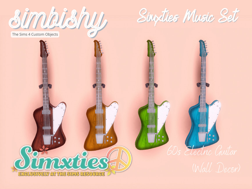 The Sims Resource - Simxties Music Set - 60s Electric Guitar (Wall Decor)