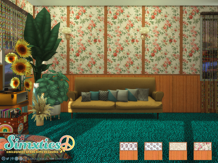 The Sims Resource - Simxties Wood Panel Wall 2