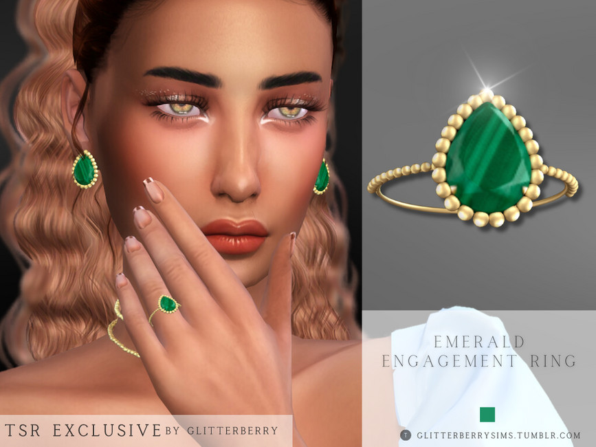 The Sims Resource - Emerald Engagement Ring
