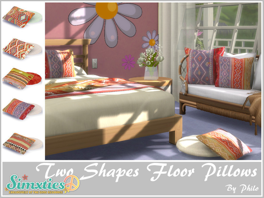 The Sims Resource - Philo_Simxties Harmony Two Shapes Floor Pillows