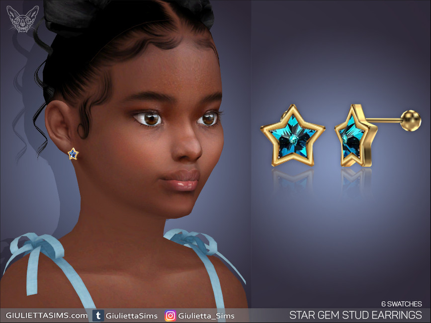 The Sims Resource - Star Gem Stud Earrings For Kids