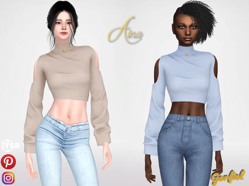 The Sims Resource - Aina - Top with cutouts on the shoulders