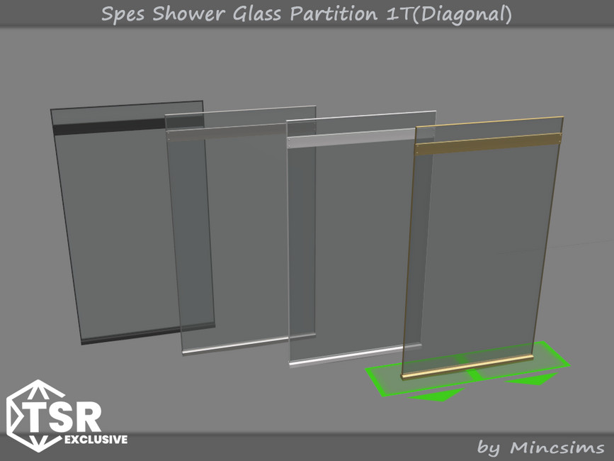 The Sims Resource - Spes Shower Glass Partition 1T(Diagonal)