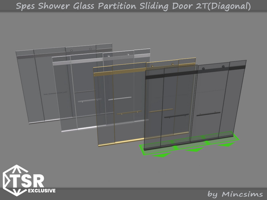 The Sims Resource - Spes Shower Glass Partition Sliding Door 2T(Diagonal)