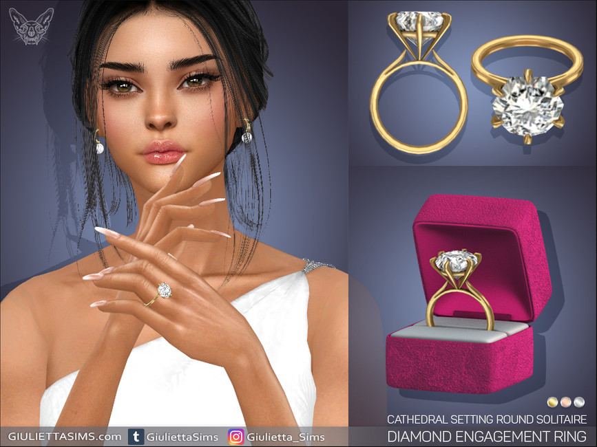 The Sims Resource - Cathedral Setting Round Solitaire Diamond ...