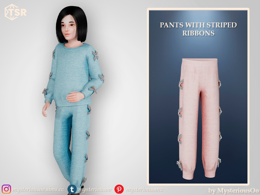 The Sims Resource - Pants wIth striped ribbons