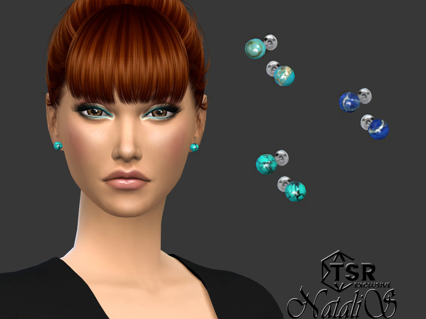 The Sims Resource - Naturals gem beads stud earrings