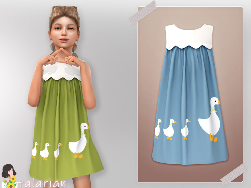 The Sims Resource - Aria Dress With Goose Print