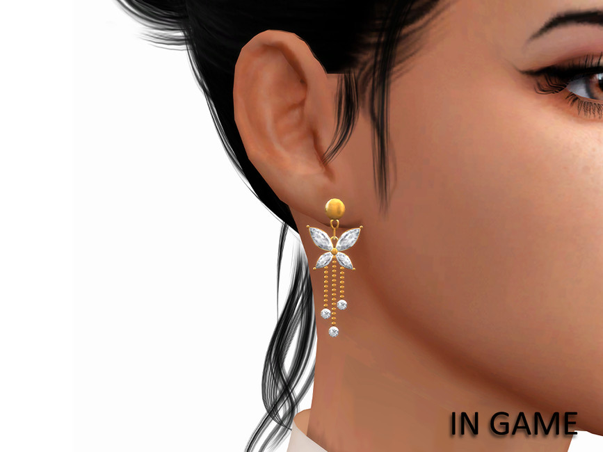 The Sims Resource - Diamond Butterfly Earrings