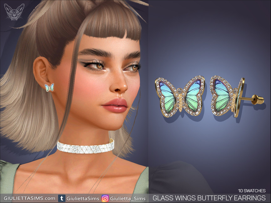 The Sims Resource - Glass Wings Butterfly Earrings