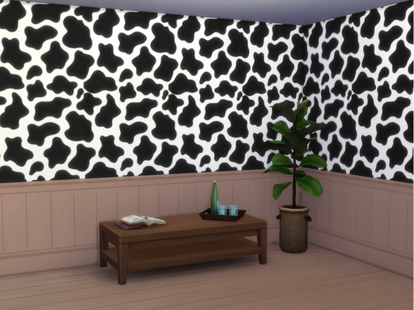 The Sims Resource | Small Cow Print Walls with Wood