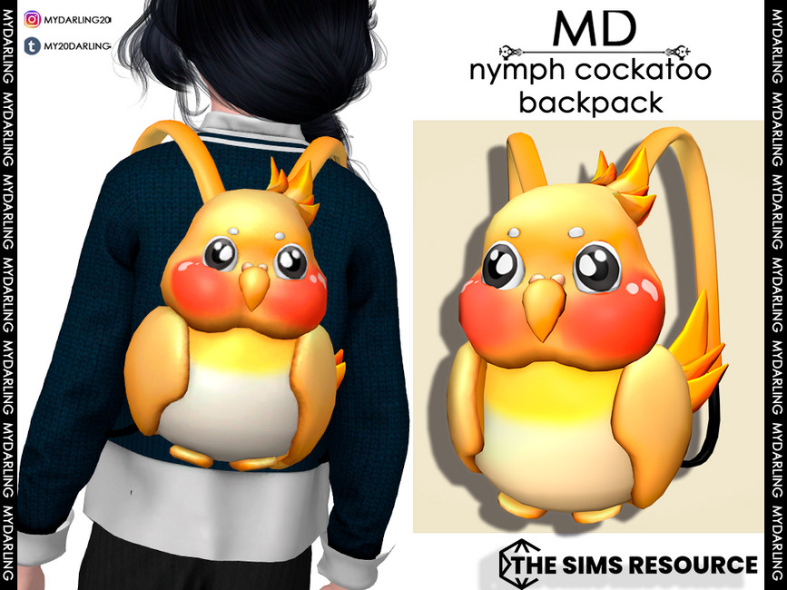 The Sims Resource - nymph cockatoo backpack Child