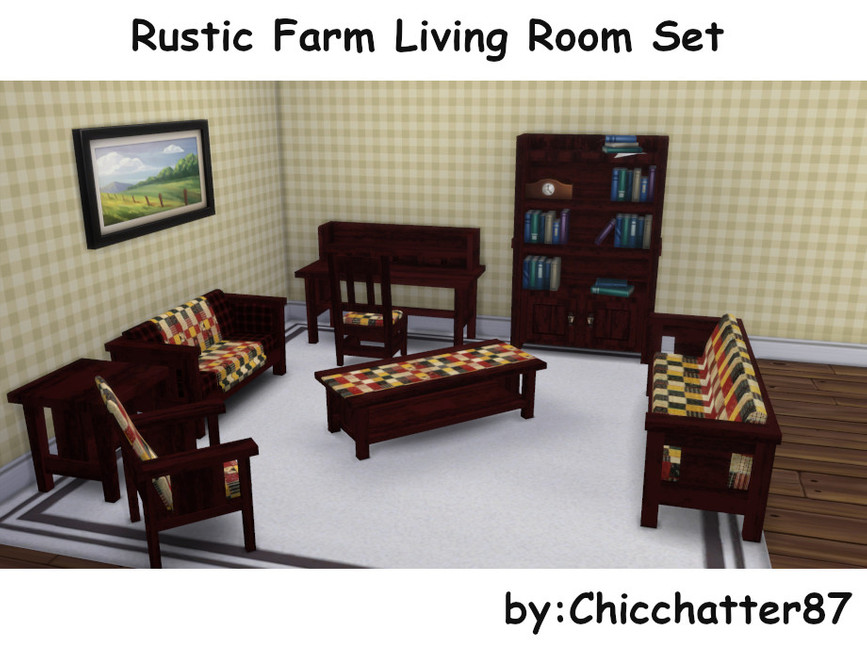 The Sims Resource - Rustic Farm Living Room Set