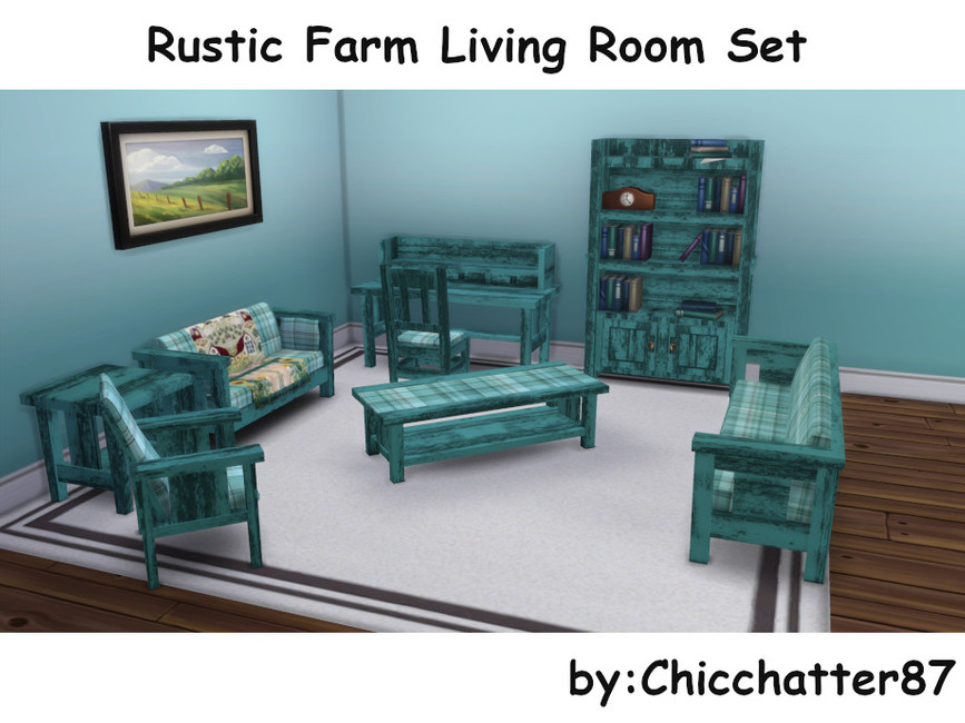 The Sims Resource - Rustic Farm Living Room Set
